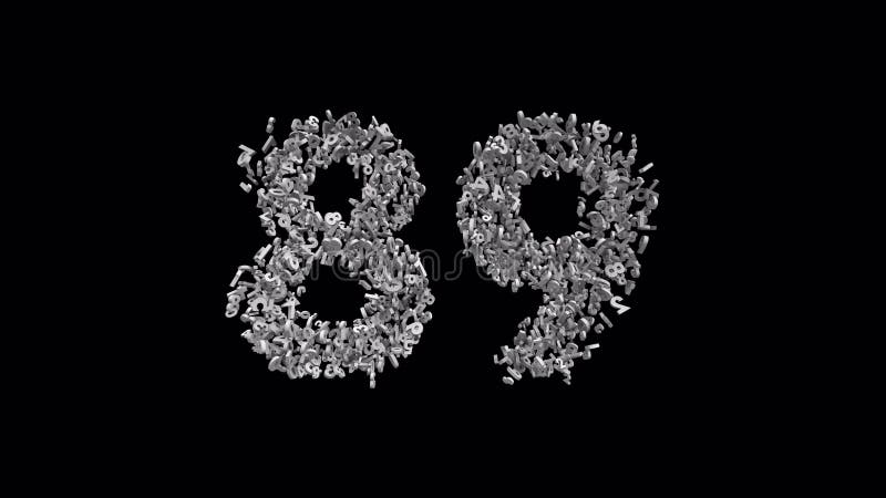 Number 89 Made of Numbers with Alpha Channel. 3D Font Number Animation ...