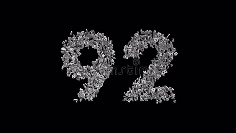 Number 92 Made of Numbers with Alpha Channel. 3D Font Number Animation ...