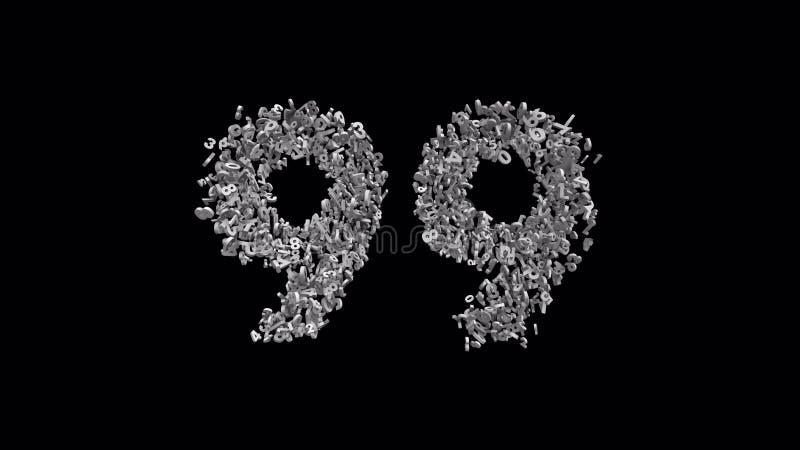 Number 99 Made of Numbers with Alpha Channel. 3D Font Number Animation ...