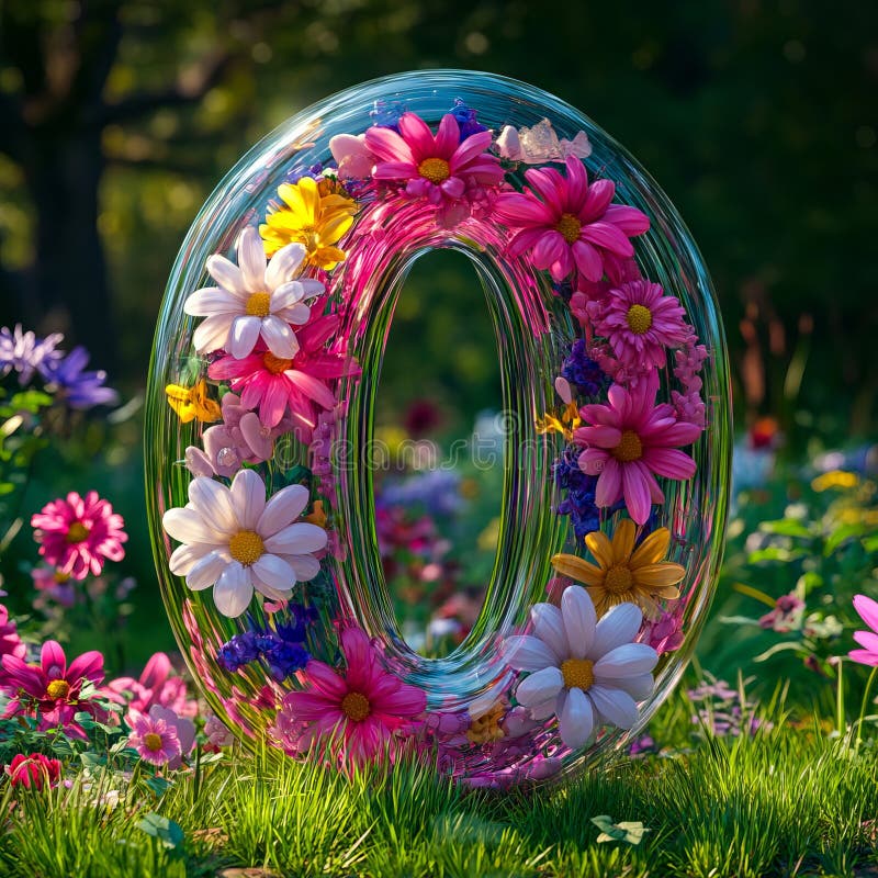A Number 0 Made Out of Flowers in a Field of Flowers Stock Photo ...