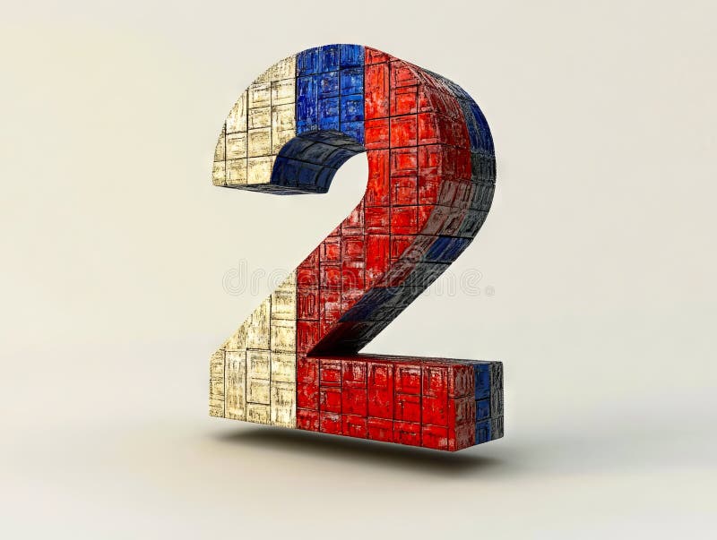 A Number 2 Made Out of Red White and Blue Bricks Stock Illustration ...