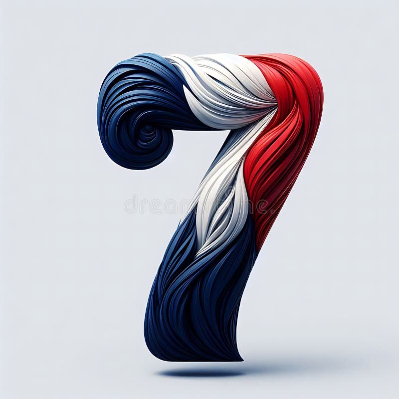 The Number 7 is Made Out of Red, White, and Blue. it is a Stylized ...