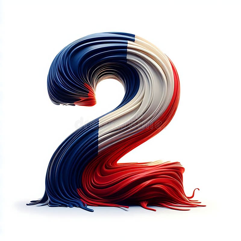 The Number 2 is Made Out of Red, White, and Blue. it is a Stylized ...