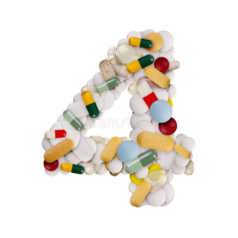 Number 4 made of pills stock image. Image of pill, four - 177012097