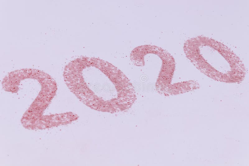 2020 Number Made of Pink Sand Scattered on White Background Stock Image ...