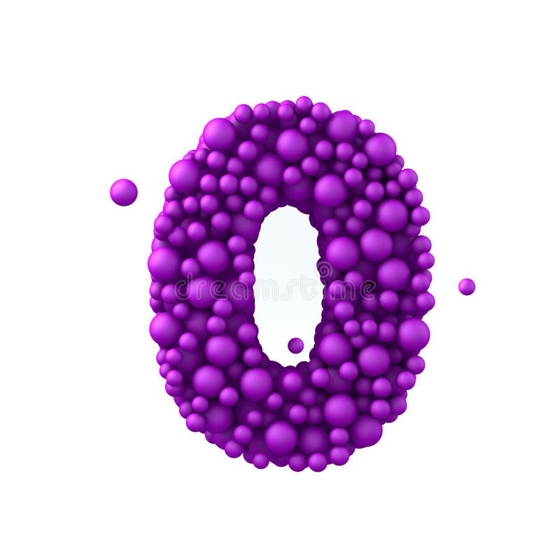 Number 0 Made of Plastic Beads, Purple Bubbles, Isolated on White, 3d ...