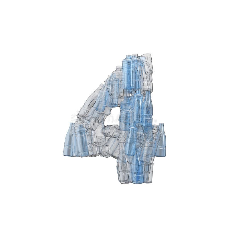 Number 4 Made from Plastic Bottles. Plastic Recycling Font Stock ...