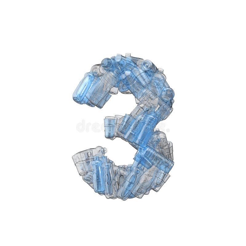 Number 3 Made from Plastic Bottles. Plastic Recycling Font Stock ...