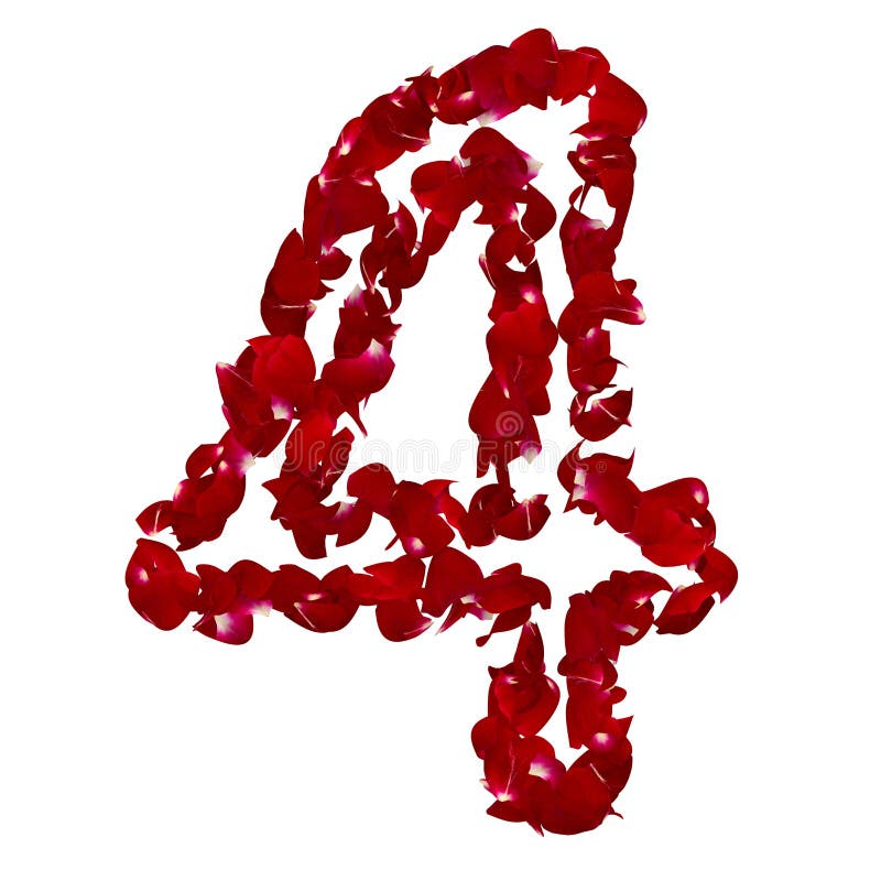 The Number "4 " is Made of Red Rose Petals Stock Illustration ...