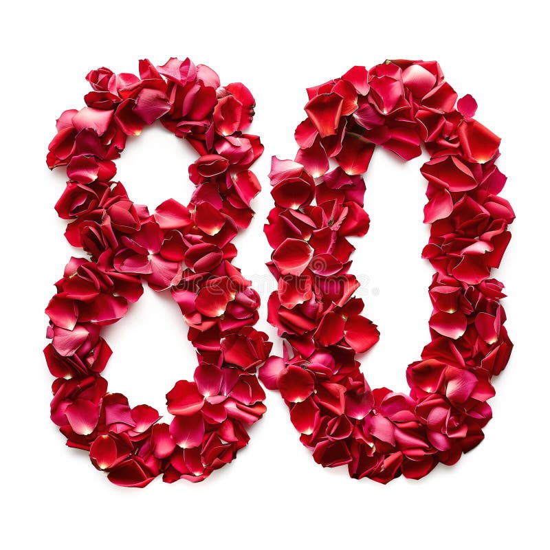 Number 80 Made of Rose Petals Isolated Stock Illustration ...