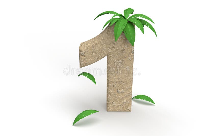 Number 1 Made of Sand with Palm Trees for Summer Vacation Stock ...
