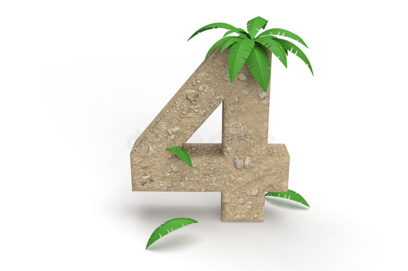 Number 4 Made of Sand with Palm Trees for Summer Vacation Stock ...