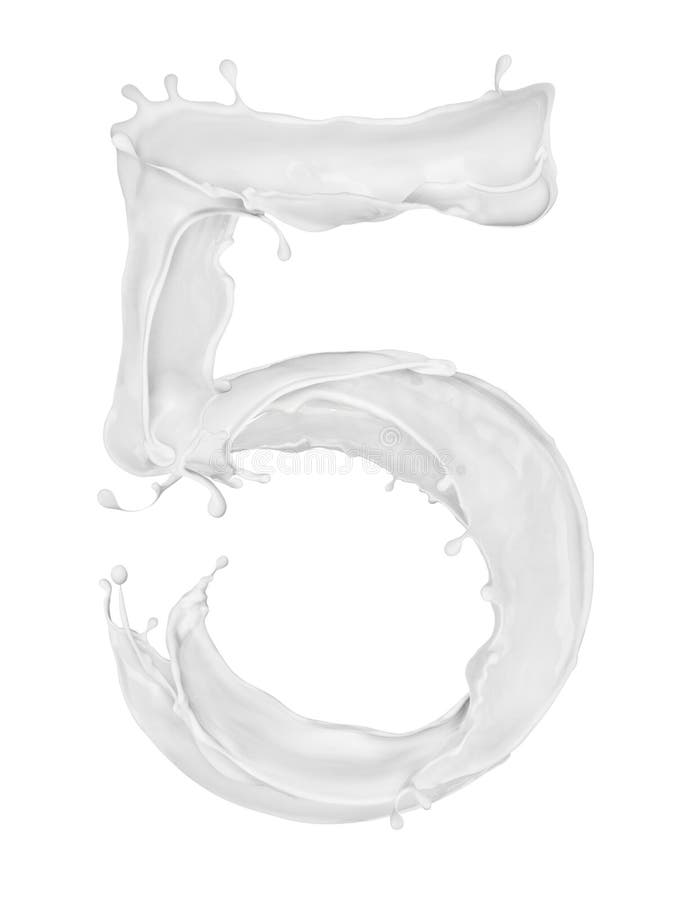 Number 5 Made from Splashes of Milk on White Background Stock Photo ...