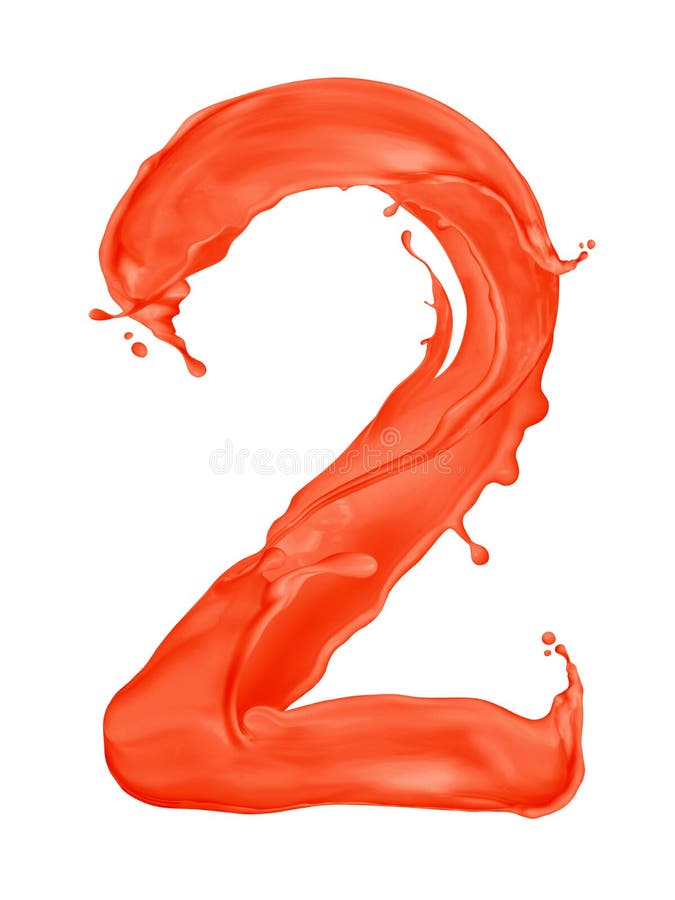 Number 2 Made from Splashes of Red Paint on White Background Stock ...