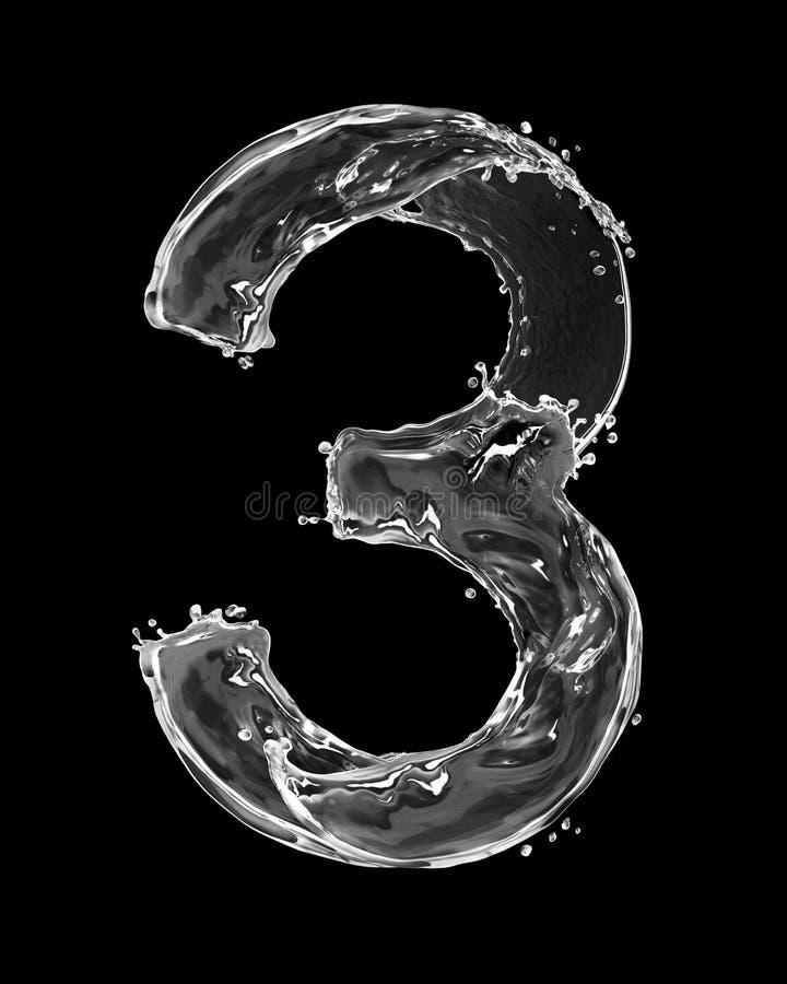 Number 4 Made with a Splashes of Water Isolated on Black Stock Image ...