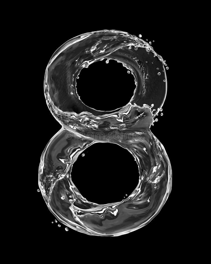 Number 8 Made with a Splashes of Water Isolated on Black Stock Photo ...