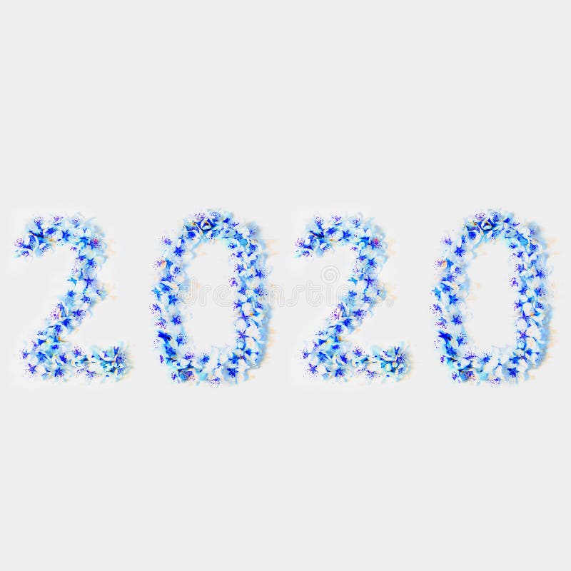 Number 2020 Made from Spring Flowers in Glitch Effect Stock ...