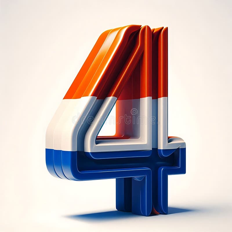 The Number 4 is Made Up of Four Different Colored Blocks. the Blocks ...