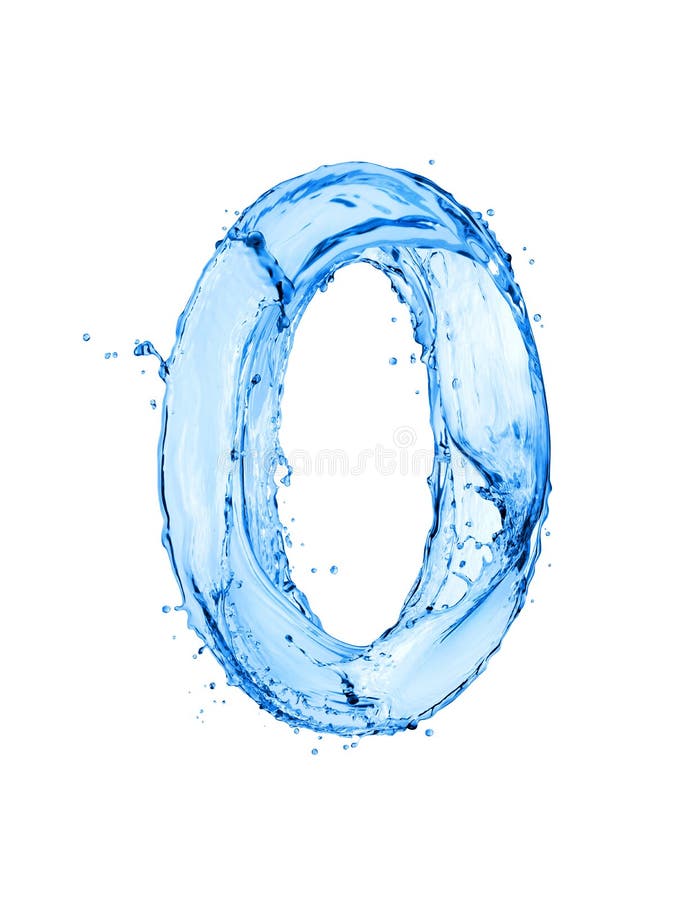Number 0 Made of Water Splashes, Isolated on a White Background Stock ...