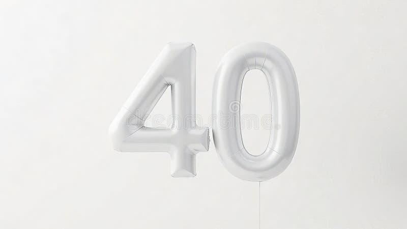 Number 40 Made of White Balloons on a White Background Stock ...