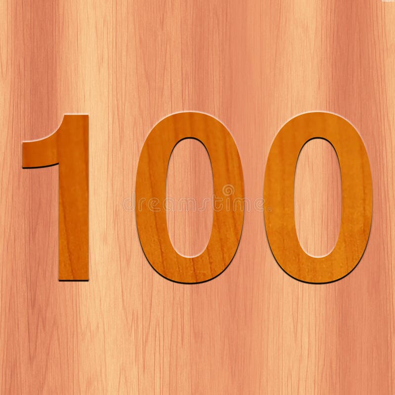 Number 100 Made with Wood in Wood Background. Stock Photo - Image of ...
