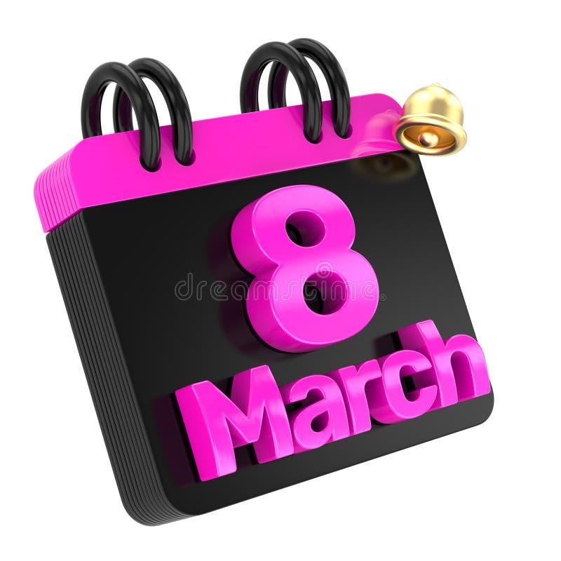 Number 8 March 3D Render with Background Stock Photo - Illustration of ...