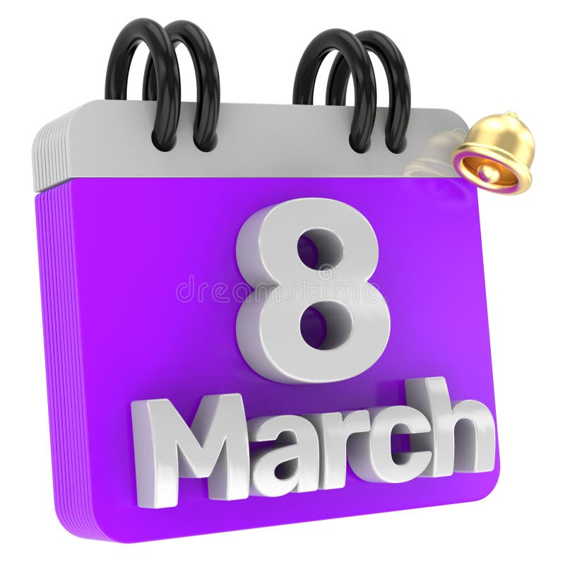 Number 8 March 3D Render with Background Stock Image - Illustration of ...