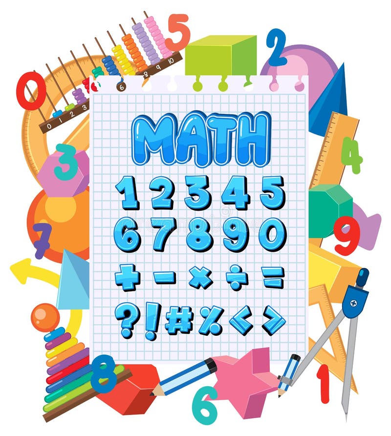 A Set of Number and Math Symbols Stock Vector - Illustration of ...