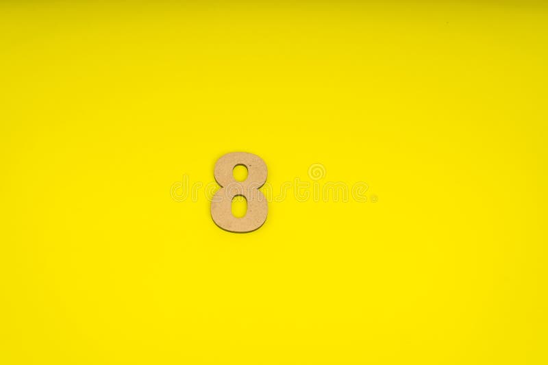 Number Eight in Leather on Yellow Background Stock Image - Image of ...