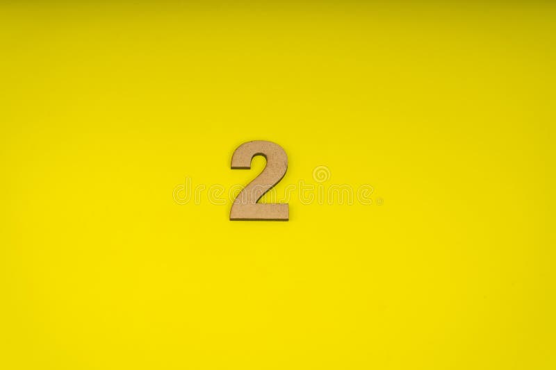 Number Two in Wood on Yellow Background Stock Image - Image of icon ...