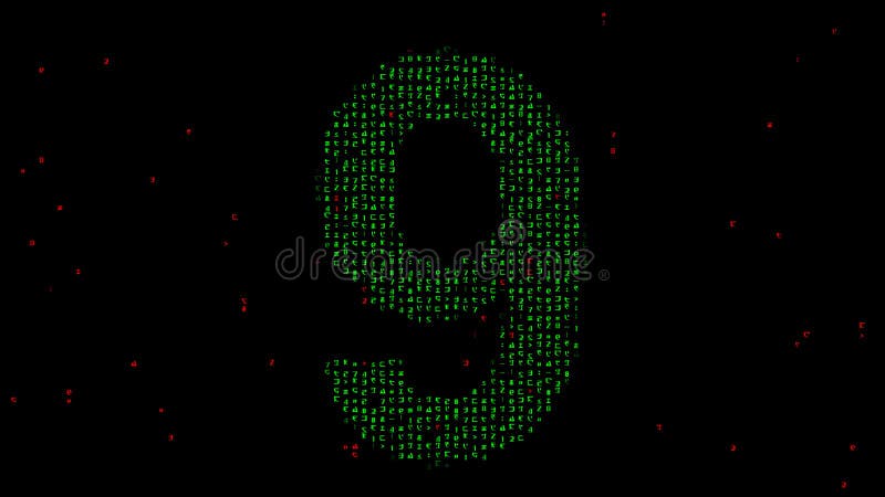 Number 10 with Matrix Code on Plain Black Background Stock Footage ...