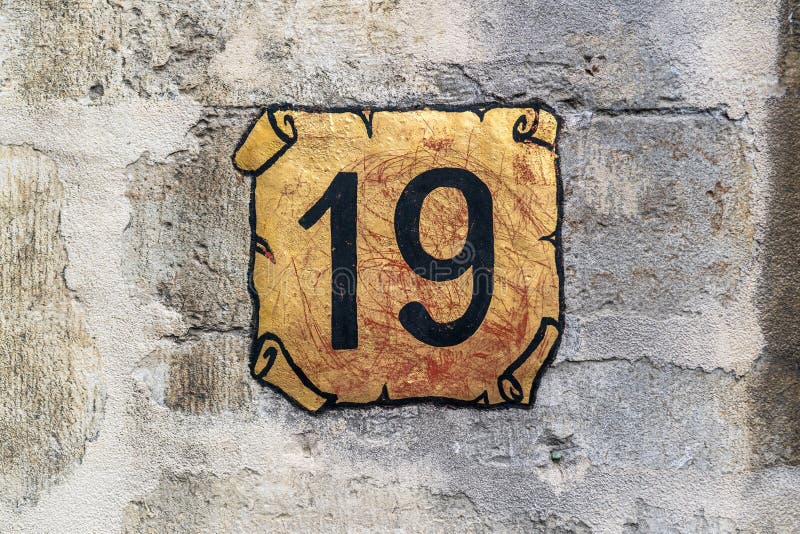 House number 19 stock photo. Image of painted, digit - 203355164