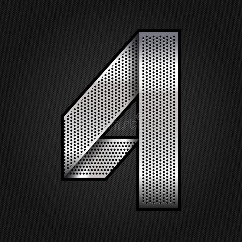 Number Metal Chrome Ribbon 4 Four Stock Illustrations – 2 Number Metal ...