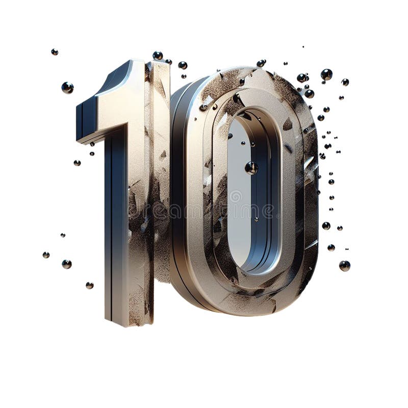 Number 10 Metallic and in 3d Stock Image - Illustration of incredible ...