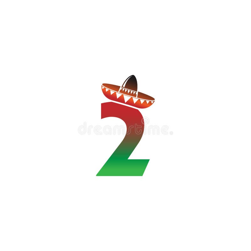 Number 2 Mexican Hat Concept Design Stock Vector - Illustration of ...