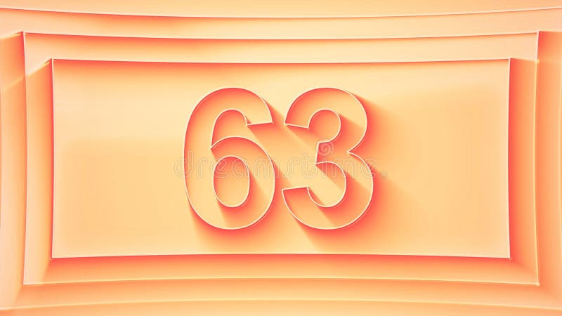 63 Number. Minimalistic Embossed Number with Glittering Lights and ...