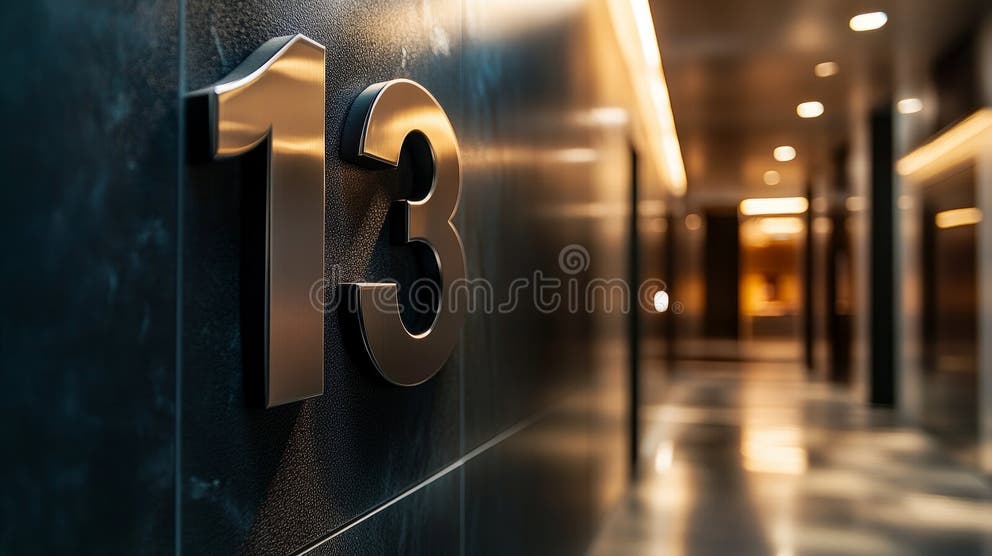 Number 13 on a Modern Corridor Wall Stock Image - Image of floor ...
