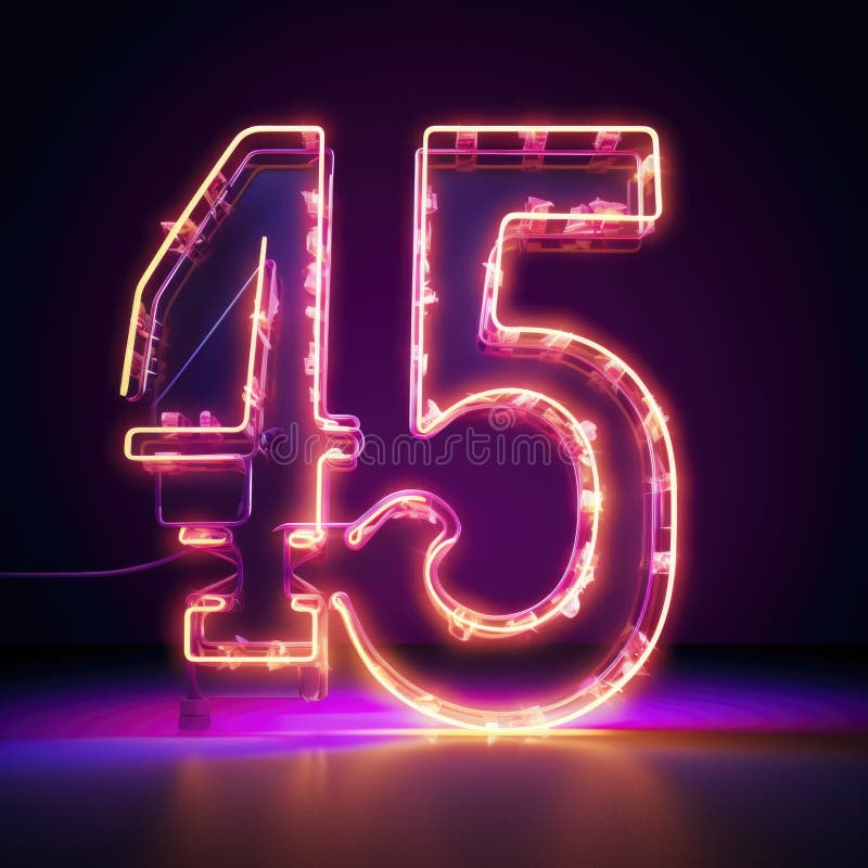The Number 45. Neon Outline Icon with a Light Effect Stock Illustration ...