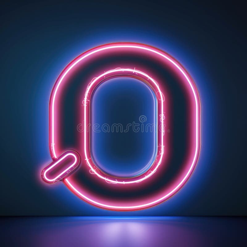 Number 0. Neon Outline Icon with a Light Effect Stock Illustration ...