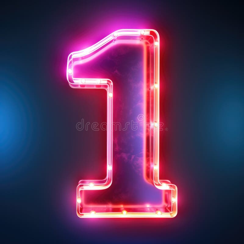 Number 1. Neon Outline Icon with a Light Effect Stock Illustration ...