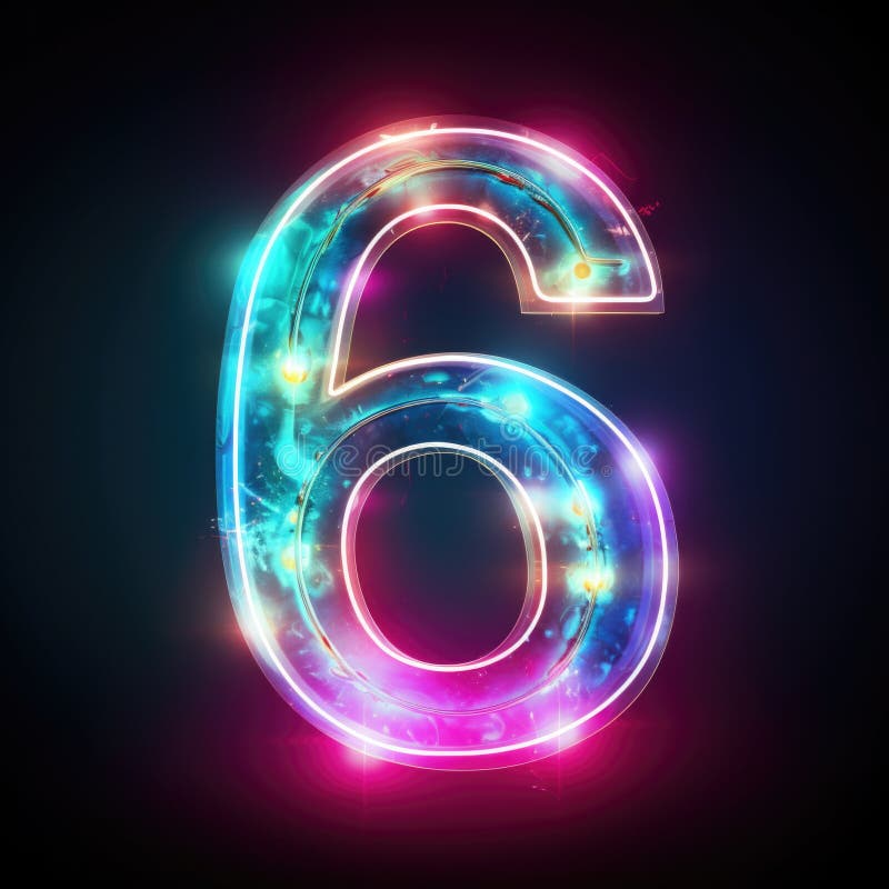 Number 6. Neon Outline Icon with a Light Effect Stock Illustration ...