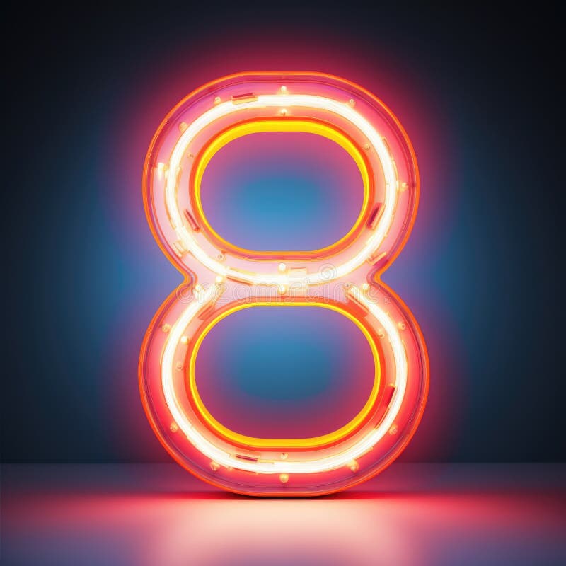 Number 8. Neon Outline Icon with a Light Effect Stock Illustration ...
