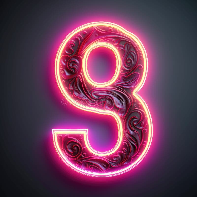 Number 9. Neon Outline Icon with a Light Effect Stock Illustration ...