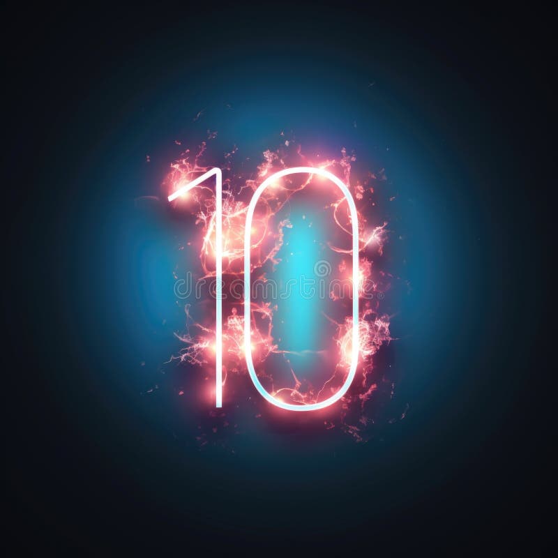 The Number 10. Neon Outline Icon with a Light Effect Stock Illustration ...