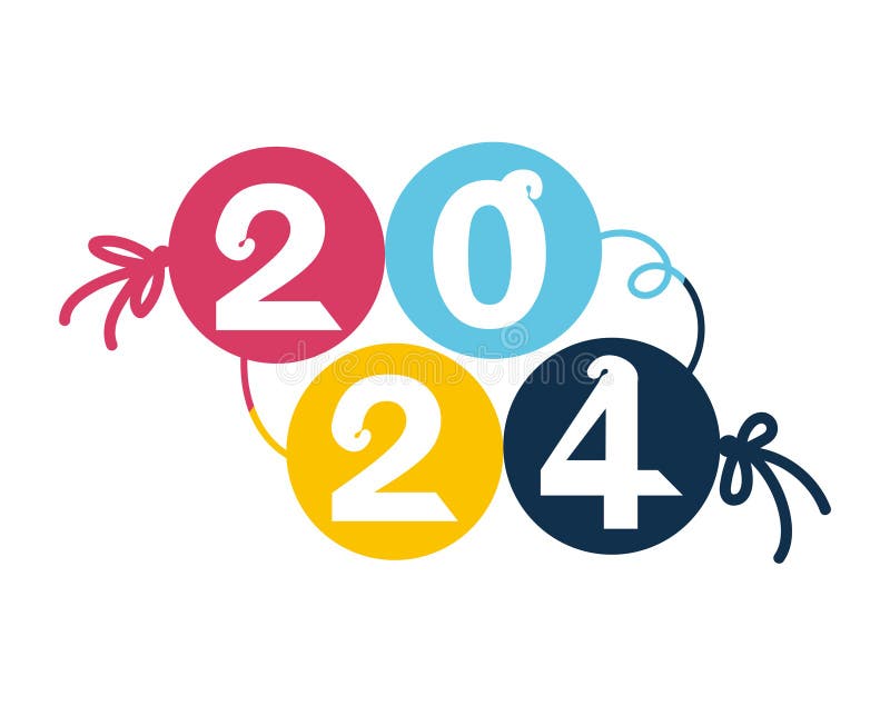 2024 Number New Year Festive Stock Vector - Illustration of card ...