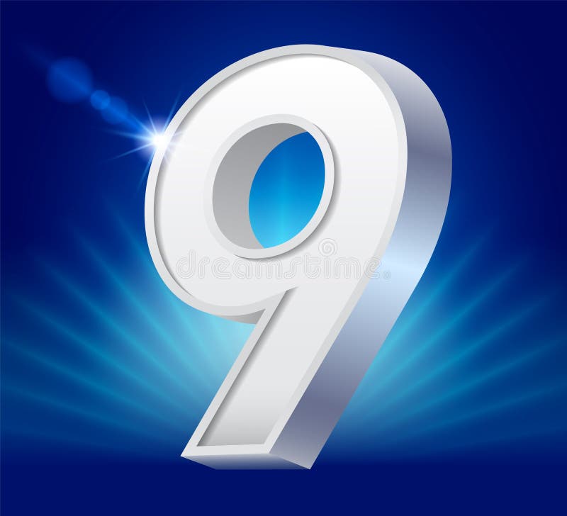 Number Nine on Blue Background Stock Vector - Illustration of isolated ...