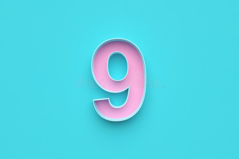 Number Nine on Blue Background Stock Illustration - Illustration of ...