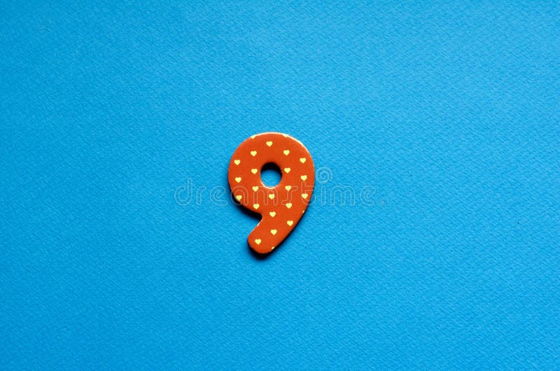 Number Nine on Blue Paper Background. Stock Photo - Image of math ...