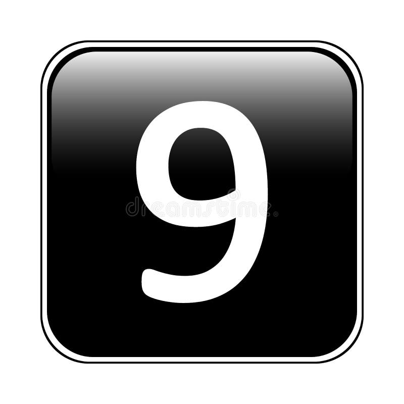 Number nine button stock illustration. Illustration of object - 204845846