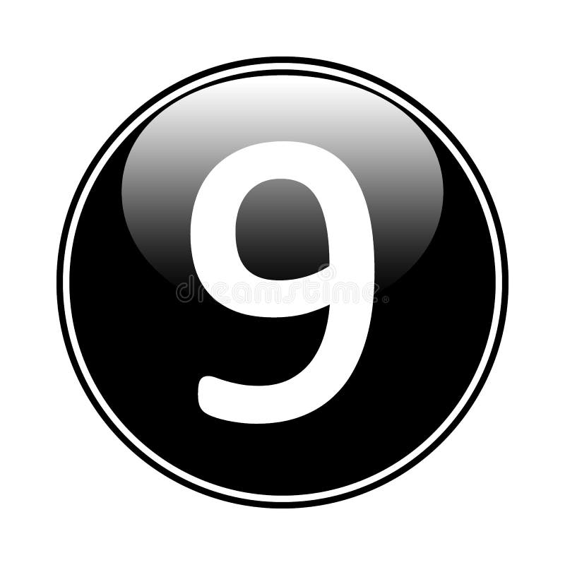 Number nine button stock illustration. Illustration of object - 204845846